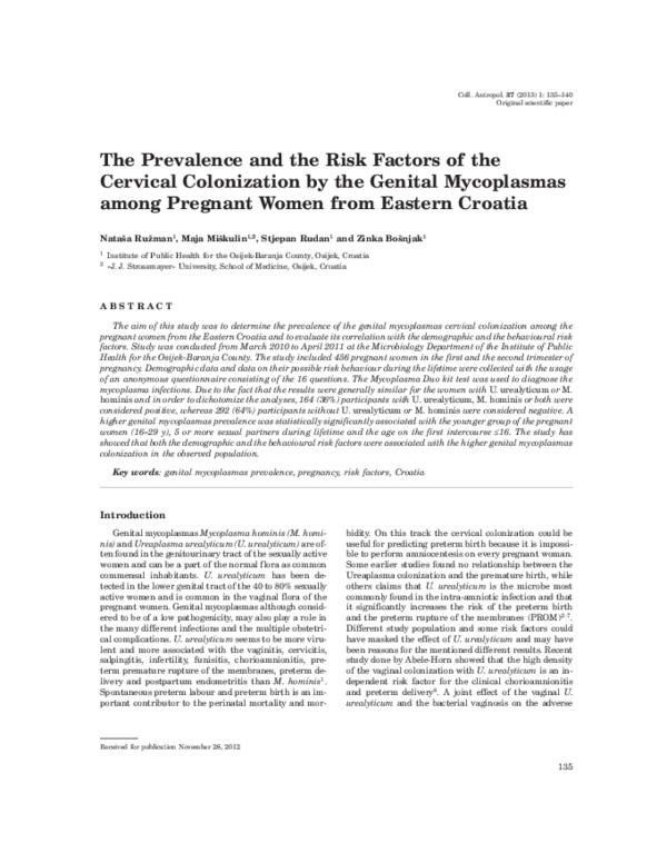 (PDF) The prevalence and the risk factors of the cervical colonization ...