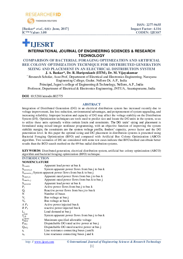 Pdf Comparison Of Bacterial Foraging Optimization And Artificial Bee