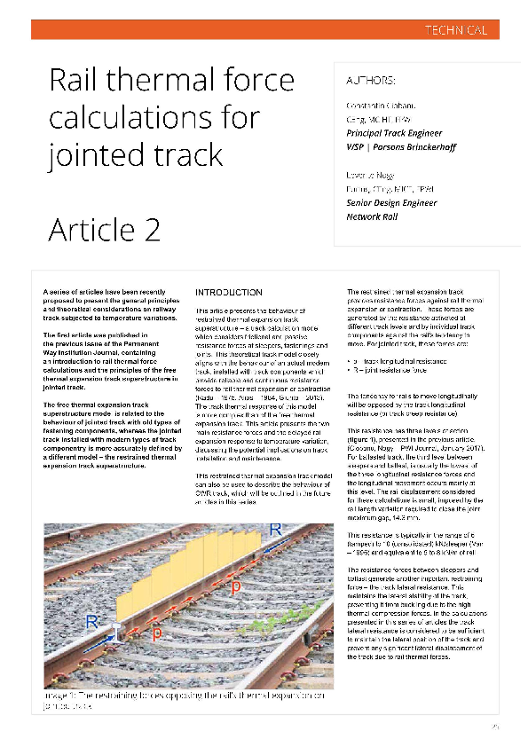 (PDF) Rail Thermal Force Calculations for Jointed Track - Article 2