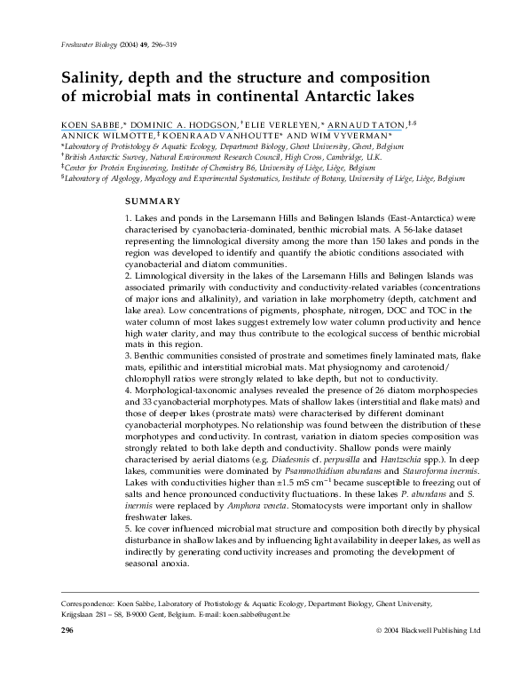 (PDF) Salinity, depth and the structure and composition of microbial ...