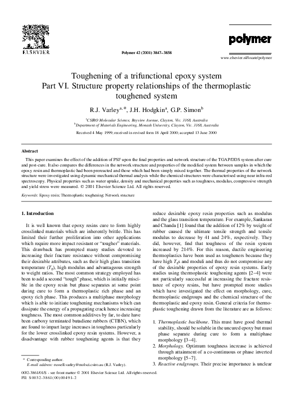 (PDF) Toughening of a trifunctional epoxy system