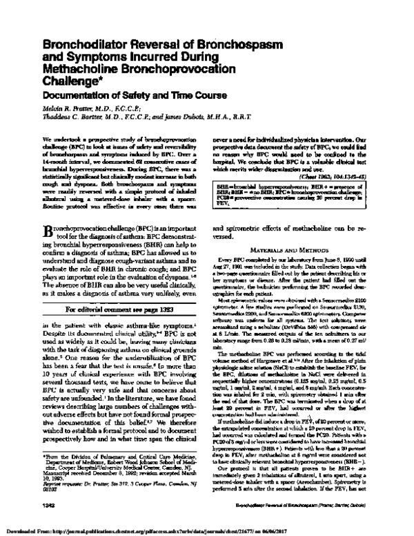 (PDF) Bronchodilator reversal of bronchospasm and symptoms incurred ...