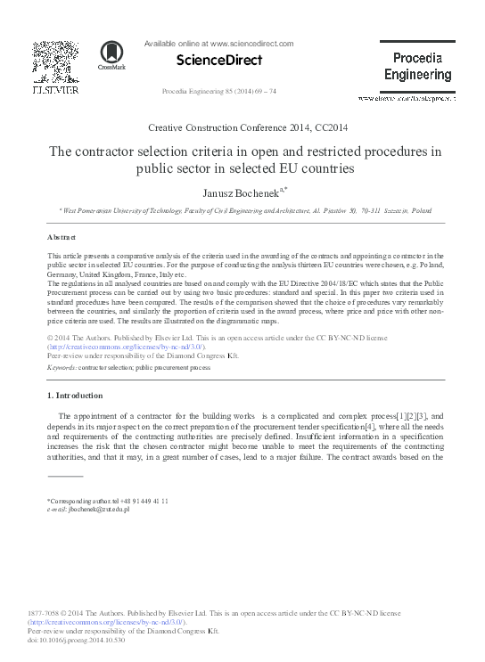 (PDF) The contractor selection criteria in open and restricted ...