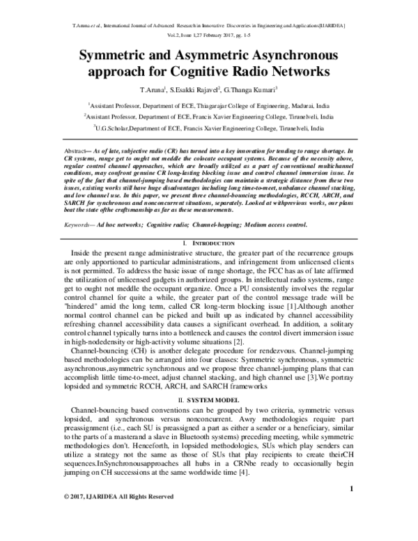 Pdf Symmetric And Asymmetric Asynchronous Approach For Cognitive