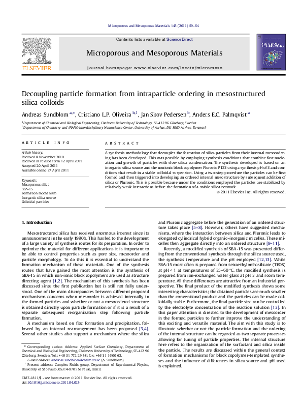 Pdf Decoupling Particle Formation From Intraparticle Ordering In