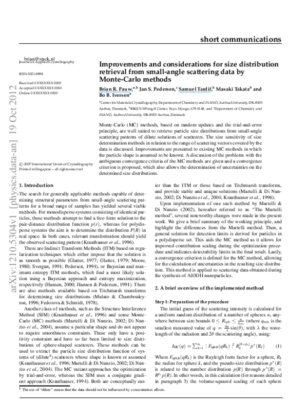 (PDF) Reconstruction of particle-size distributions from light-scattering patterns using three ...