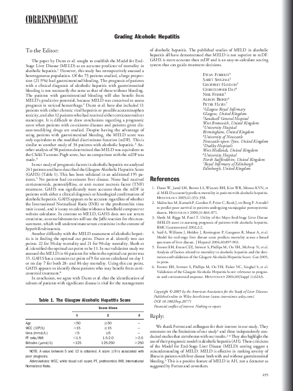 (PDF) Grading alcoholic hepatitis