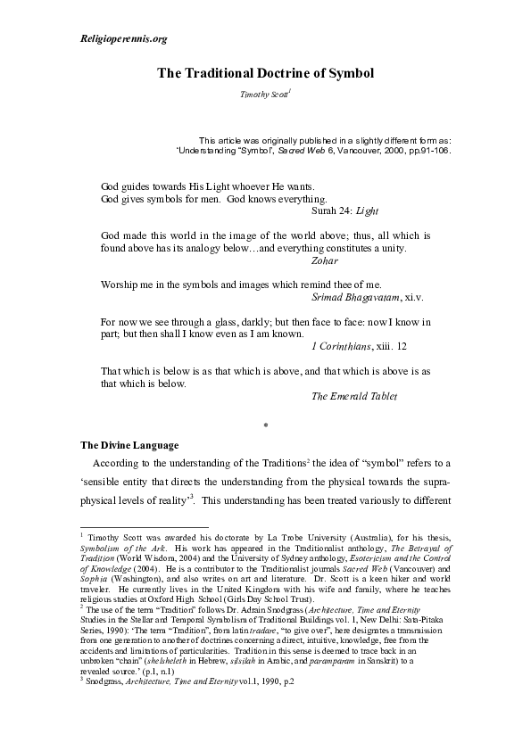 (PDF) The Traditional Doctrine of Symbol