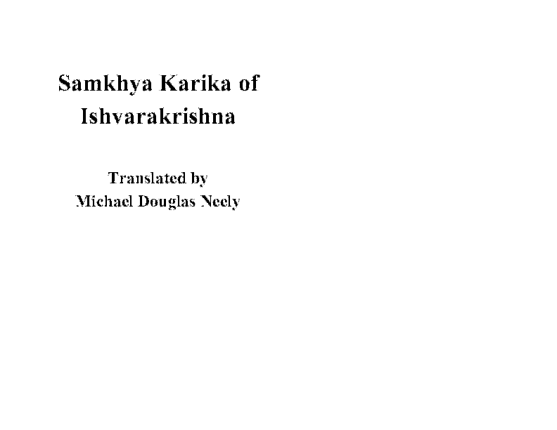 (PDF) Samkhya Kārikā of Īśvarakṛṣṇa: Word-for-Word Translation with ...