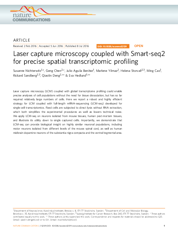 (PDF) Laser capture microscopy coupled with Smart-seq2 for precise spatial transcriptomic profiling