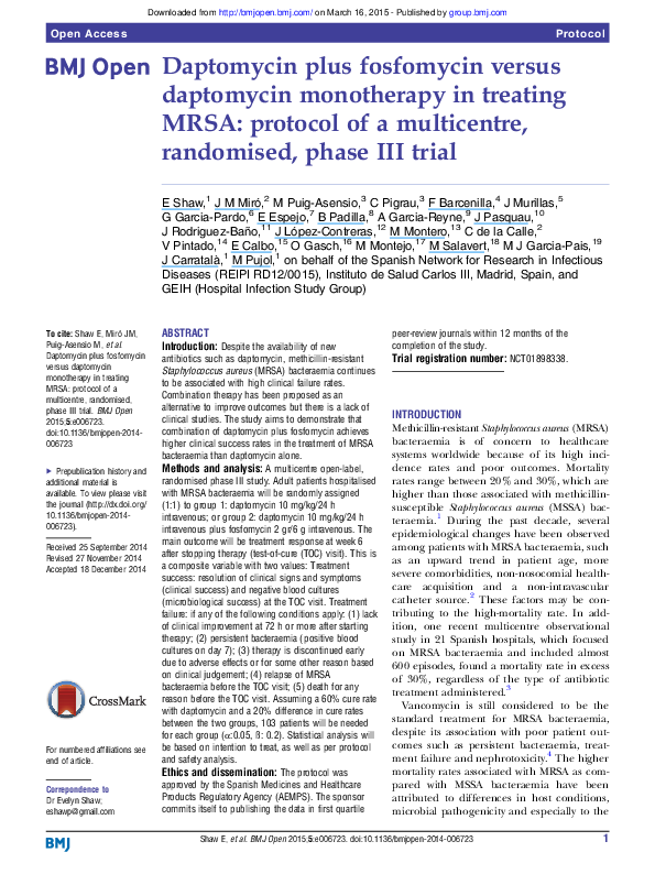 (PDF) Daptomycin plus fosfomycin versus daptomycin monotherapy in ...