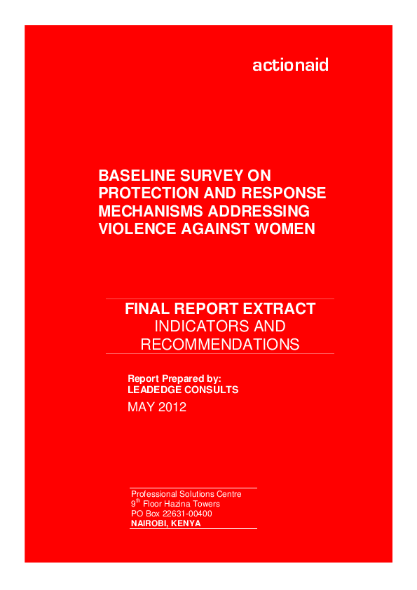 (PDF) actionaid BASELINE SURVEY ON PROTECTION AND RESPONSE MECHANISMS ...