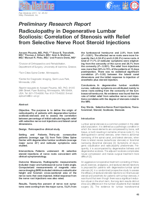 (PDF) Radiculopathy in Degenerative Lumbar Scoliosis: Correlation of ...