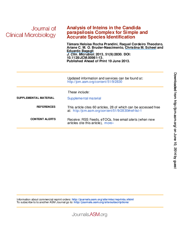 (PDF) Analysis of Inteins in the Candida parapsilosis Complex for ...