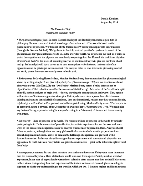 (PDF) The Embodied Self