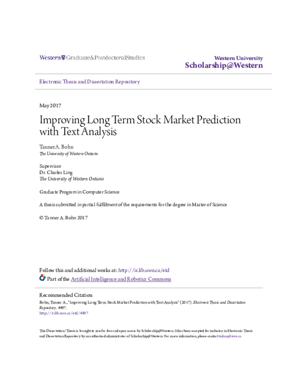 (PDF) Improving Long Term Stock Market Prediction with Text Analysis ...