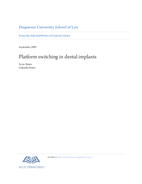 (PDF) Platform switching in dental implants