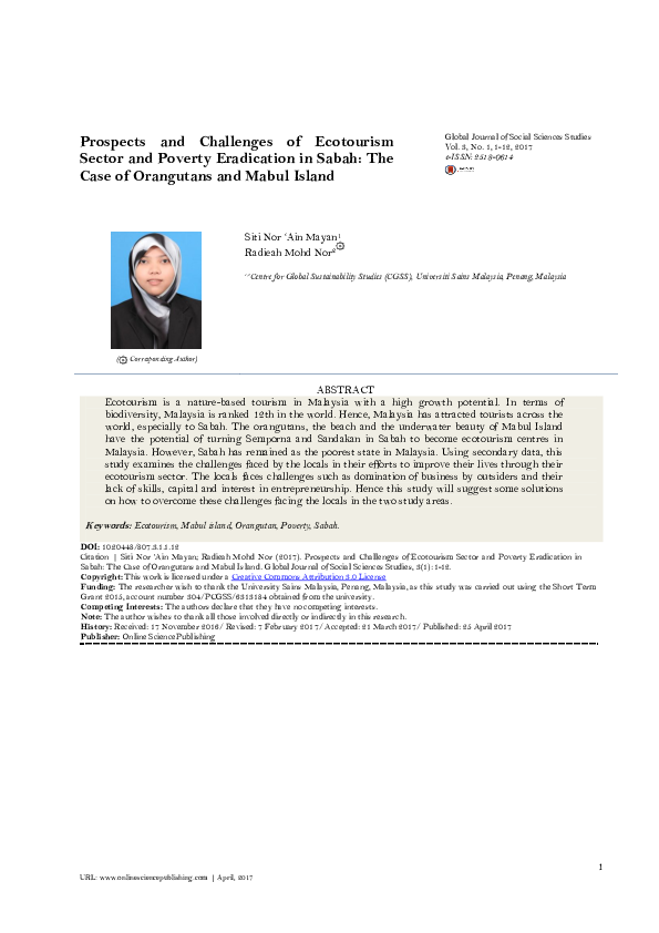 (PDF) Prospects and Challenges of Ecotourism Sector and Poverty ...