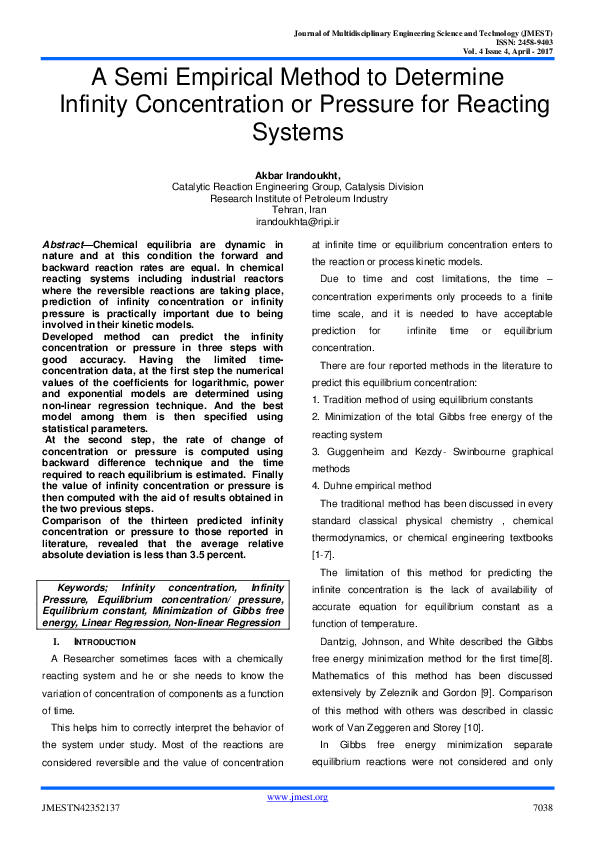 (PDF) A Semi Empirical Method to Determine Infinity Concentration or ...