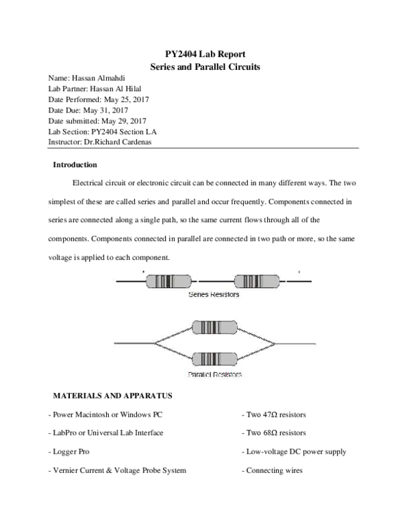 Series And Parallel Circuits Lab Summary Wiring Diagram