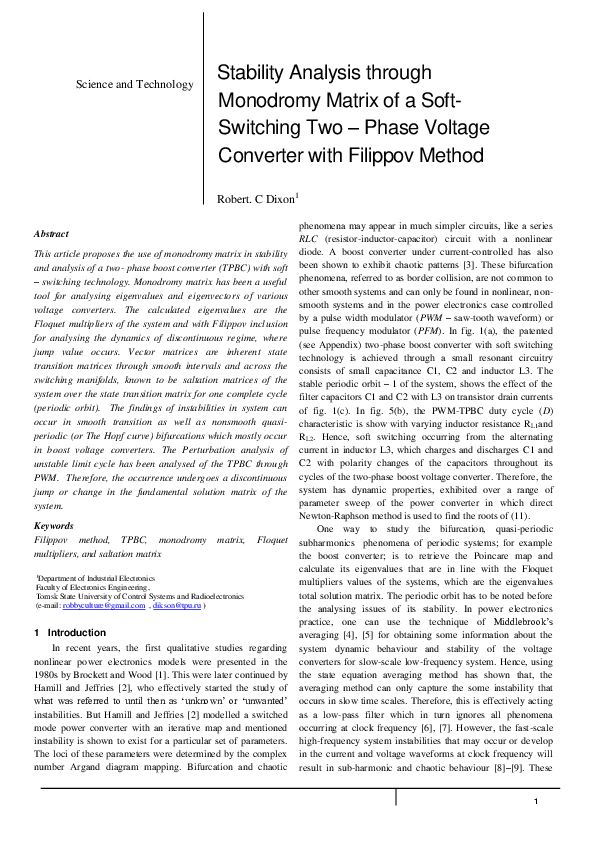 (DOC) Stability Analysis through Monodromy Matrix of a Soft-Switching ...