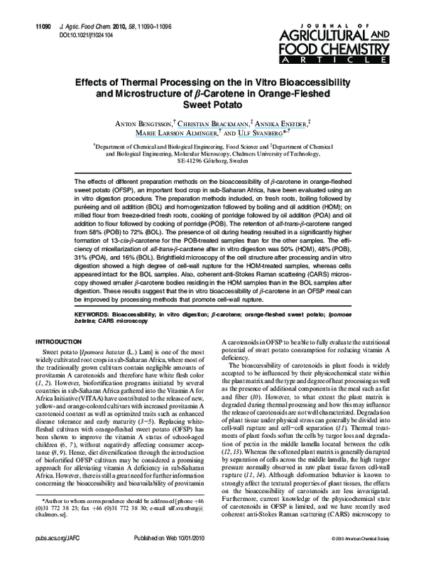 (PDF) Effects of Thermal Processing on the in Vitro Bioaccessibility and Microstructure of β ...