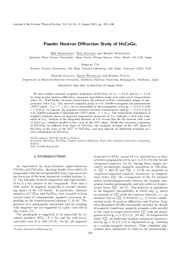 (PDF) Powder neutron diffraction study of HoCoGa5