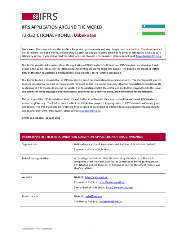 (PDF) IFRS APPLICATION AROUND THE WORLD JURISDICTIONAL PROFILE ...