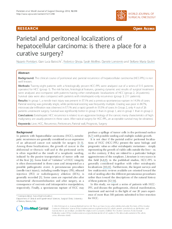 (PDF) Parietal and peritoneal localizations of hepatocellular carcinoma ...