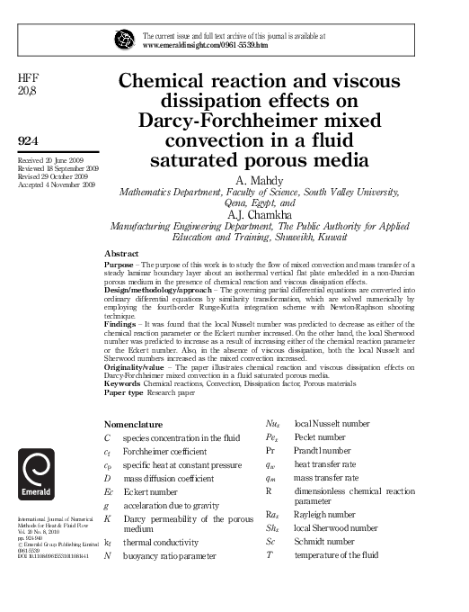 (PDF) Nonlinear Forchheimer Effect on the Forced Convection in Porous ...