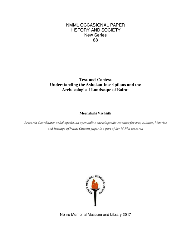 (PDF) Text and Context: Understanding the Ashokan Inscriptions and the ...