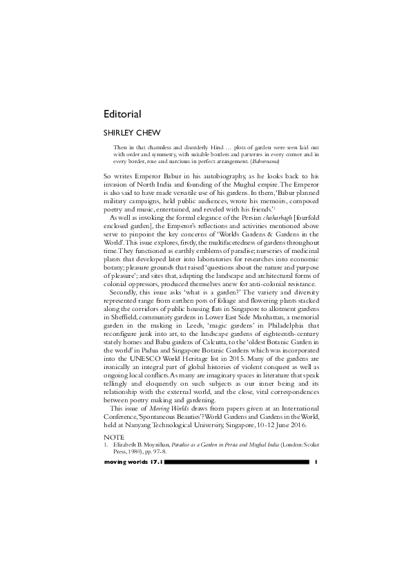 (PDF) Volume 17.1 World Gardens and Gardens in the World Editorial by ...