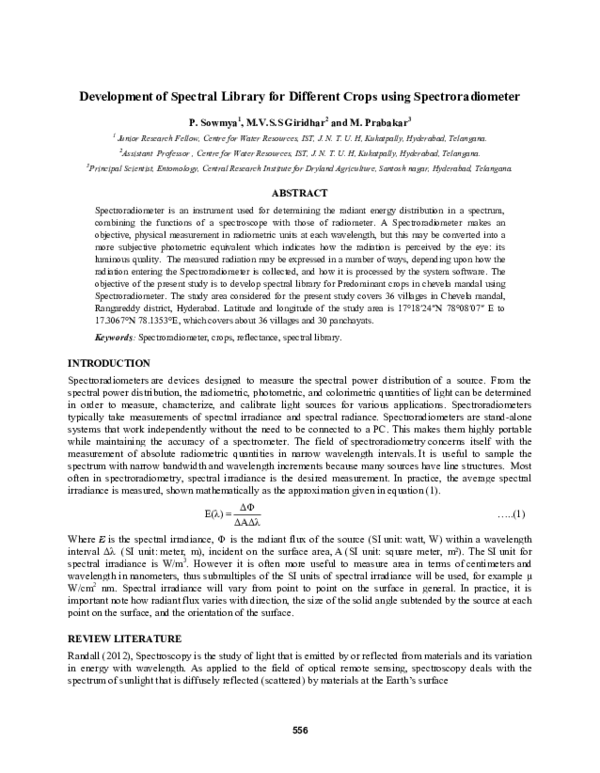 (PDF) Development of Spectral Library for Different Crops using ...