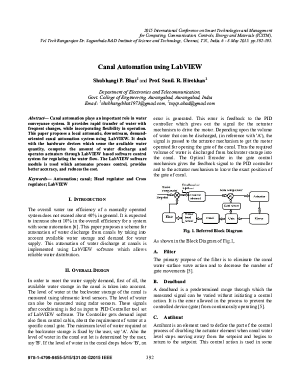 (PDF) Canal Automation using LabVIEW