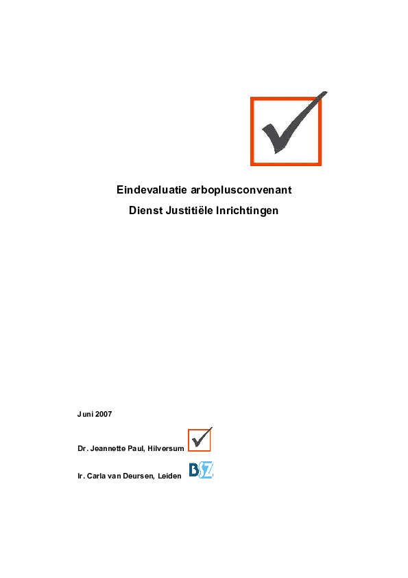 (PDF) Eindevaluatie arboplusconvenant Dienst Justitiële inrichtingen