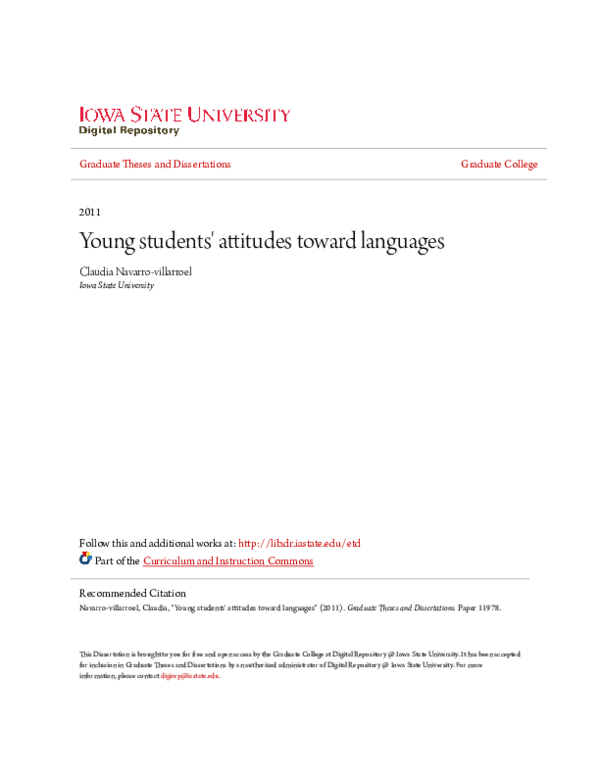 (PDF) Young students' attitudes toward languages