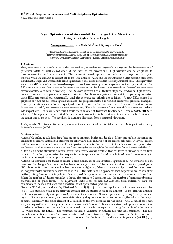(PDF) Crash Optimization of Automobile Frontal and Side Structures