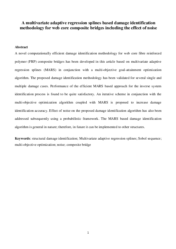 (PDF) A multivariate adaptive regression splines based damage identification methodology for web ...