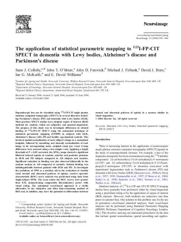 (PDF) A comparison of Tc-99m-exametazime and I-123-FP-CIT SPECT imaging ...