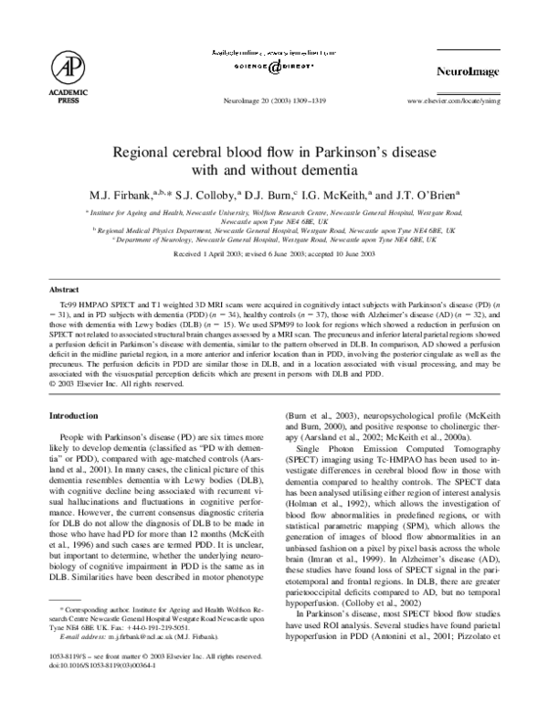(PDF) Regional cerebral blood flow in Parkinson's disease with and ...