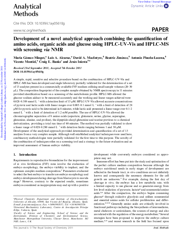 (PDF) Development of a novel analytical approach combining the quantification of amino acids ...