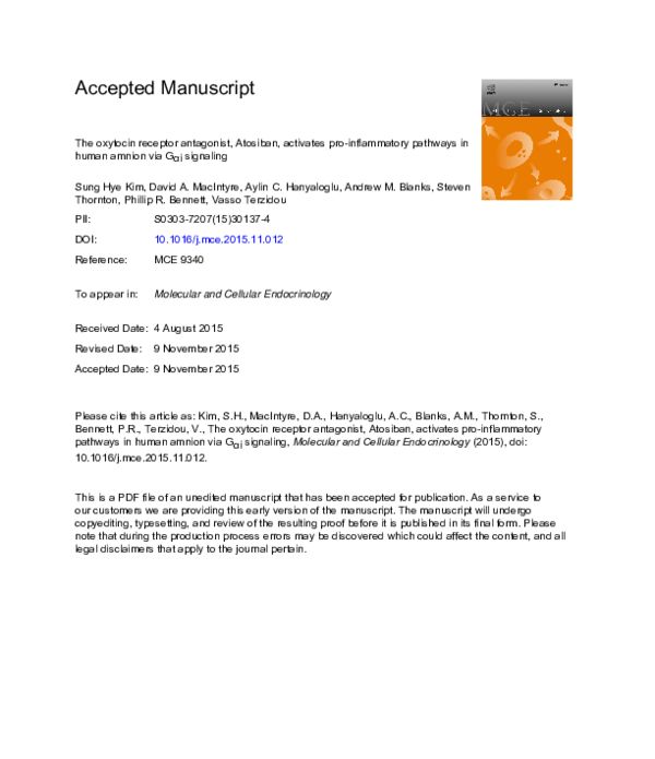 (PDF) The oxytocin receptor antagonist, Atosiban, activates pro ... (PDF) The oxytocin receptor antagonist, Atosiban, activates pro ...