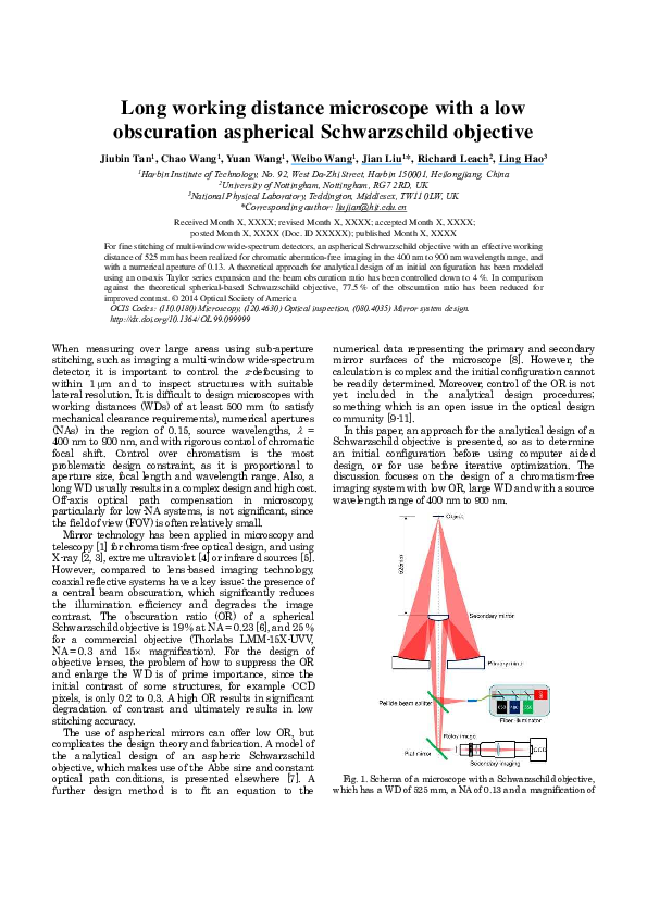 (PDF) Long working distance microscope with a low obscuration ...