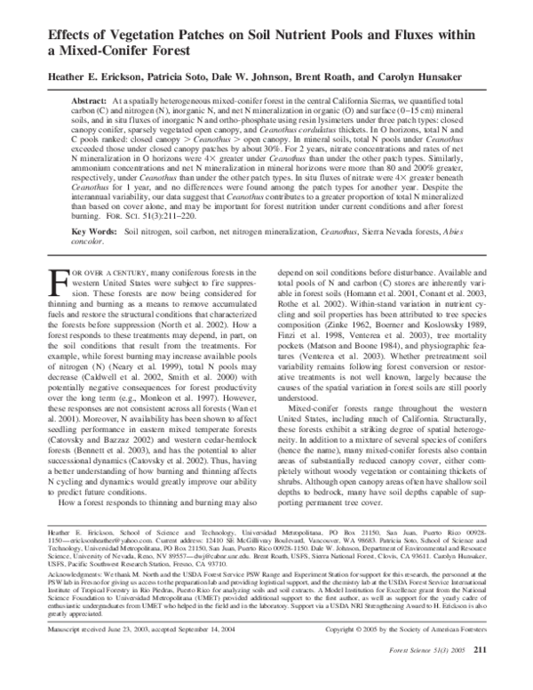 (PDF) Effects of vegetation patches on soil nutrient pools and fluxes ...