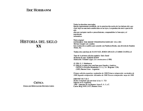 (PDF) ERIC HOBSBAWM HISTORIA DEL SIGLO XX | angel Payehuanca Ramos - Academia.edu
