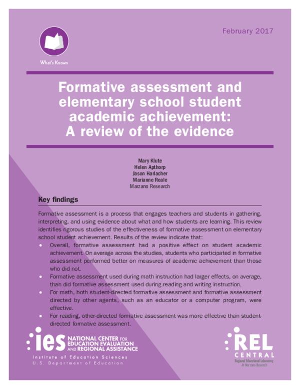 (PDF) Formative assessment and elementary school student academic ...