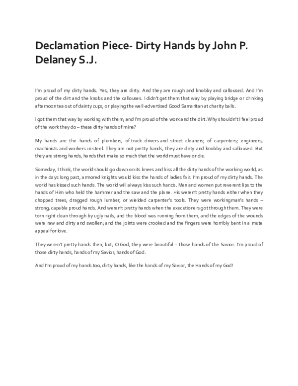 (DOC) Declamation Piece-Dirty Hands