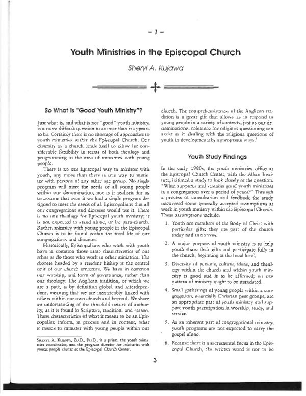 (PDF) Youth Ministries in the Episcopal Church