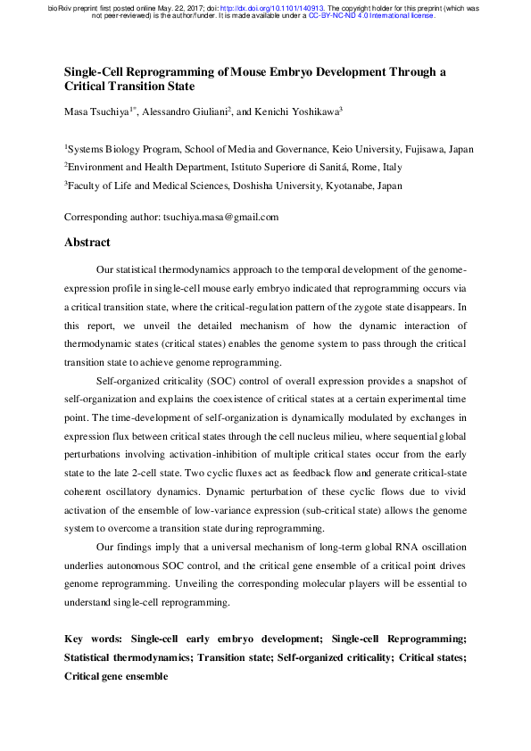 (PDF) Single-Cell Reprogramming of Mouse Embryo Development Through a ...