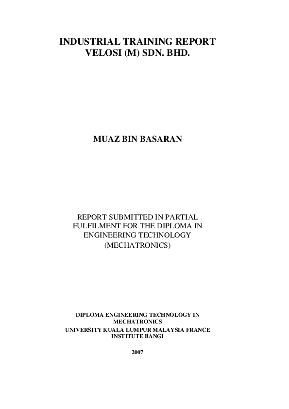 (DOC) INDUSTRIAL TRAINING REPORT